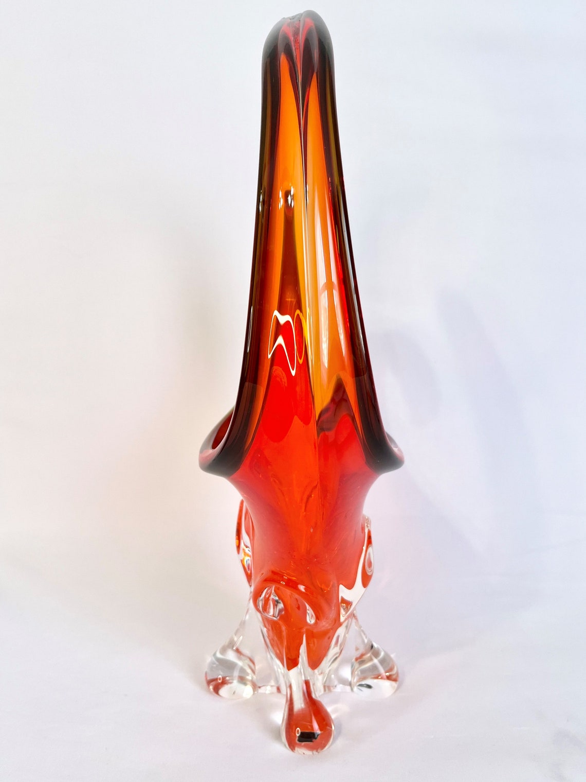 Vintage EDAG Glass Mid Century Modern Glass Vase, Red and Green MCM ...