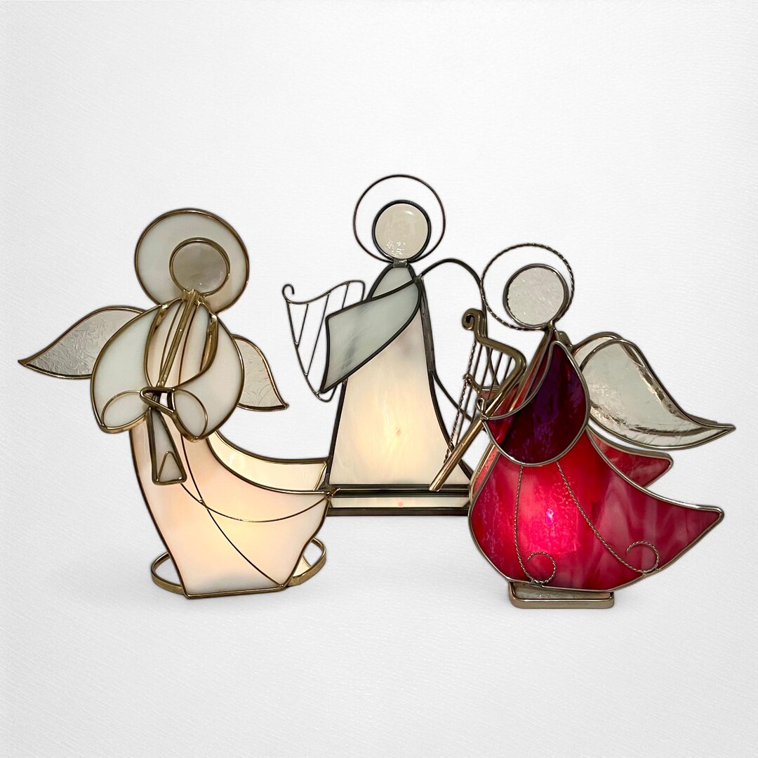 Choice of Handmade Leaded Stained Glass Christmas Angel Standing ...
