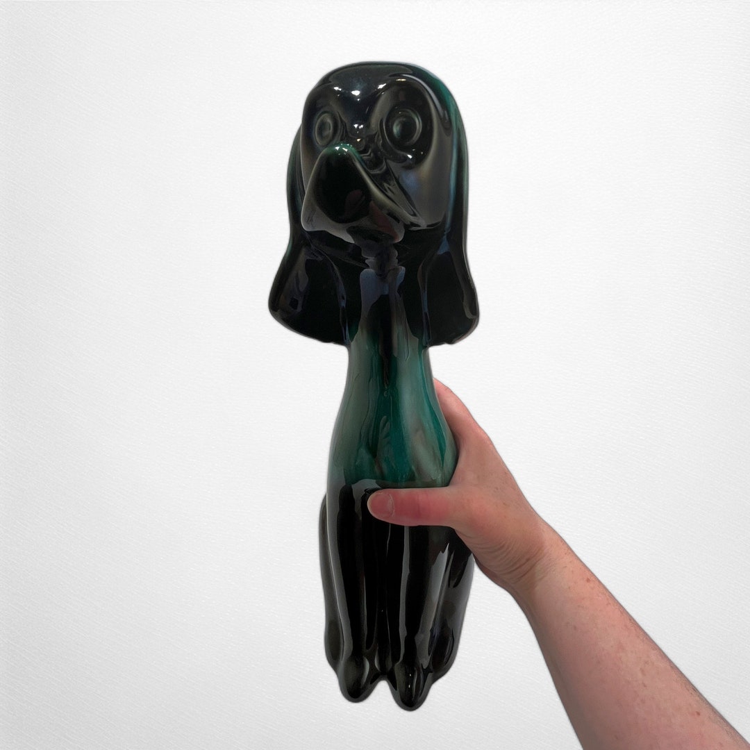 Large Blue Mountain Pottery Dog Statue | Standing Puppy | Green Blue ...