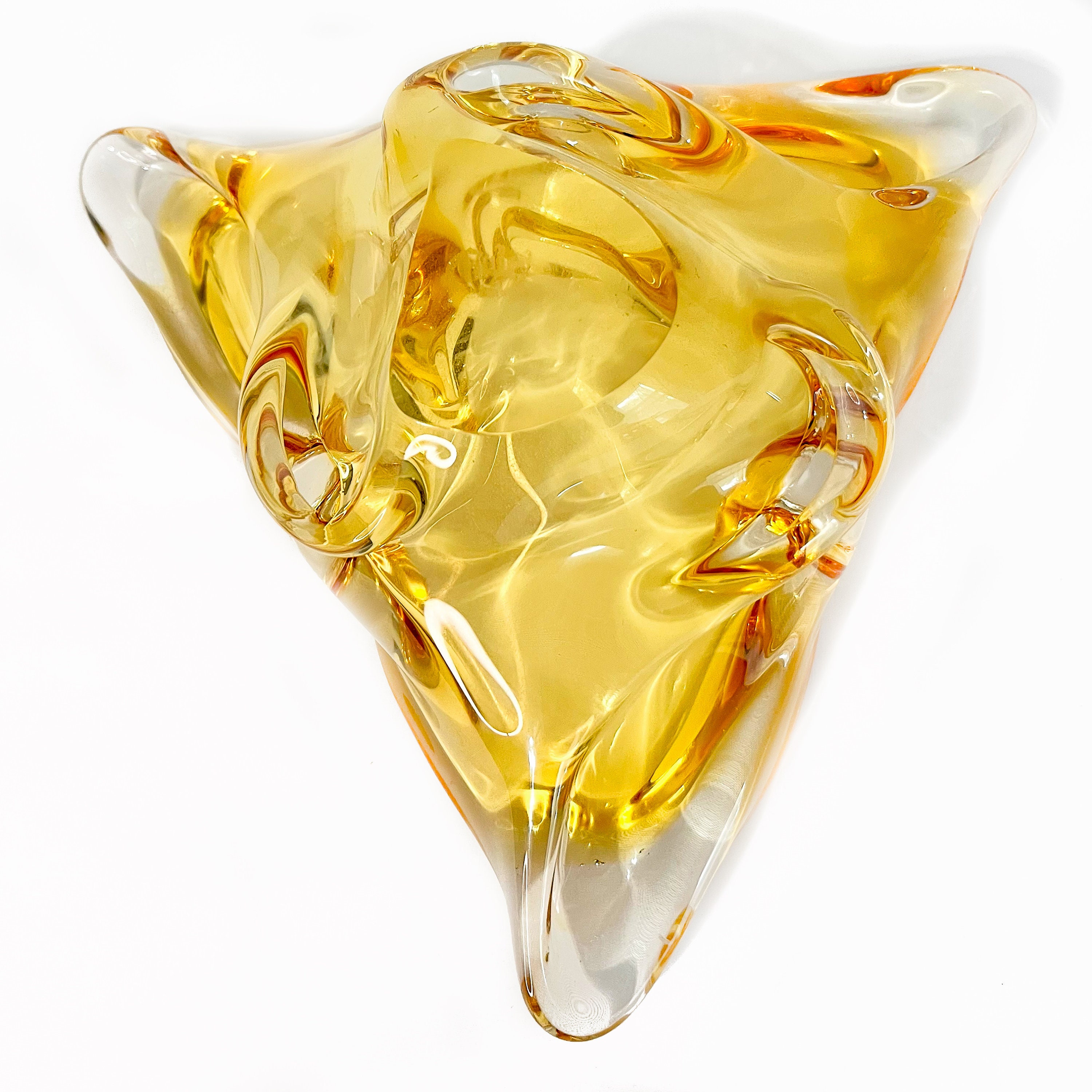 Signed Chalet Art Glass Trillium Ashtray Honey Amber Large - Etsy
