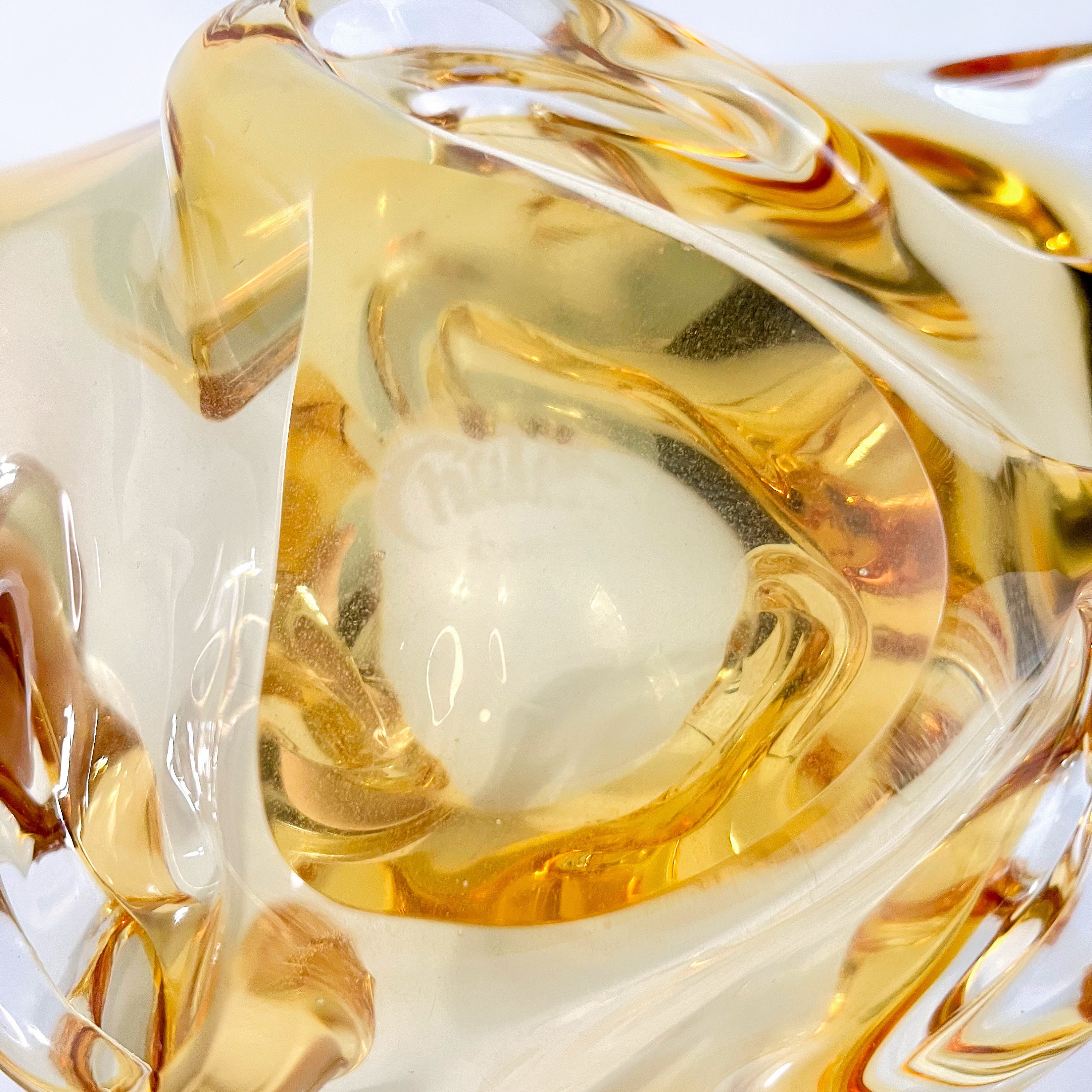 Signed Chalet Art Glass Trillium Ashtray Honey Amber Large - Etsy