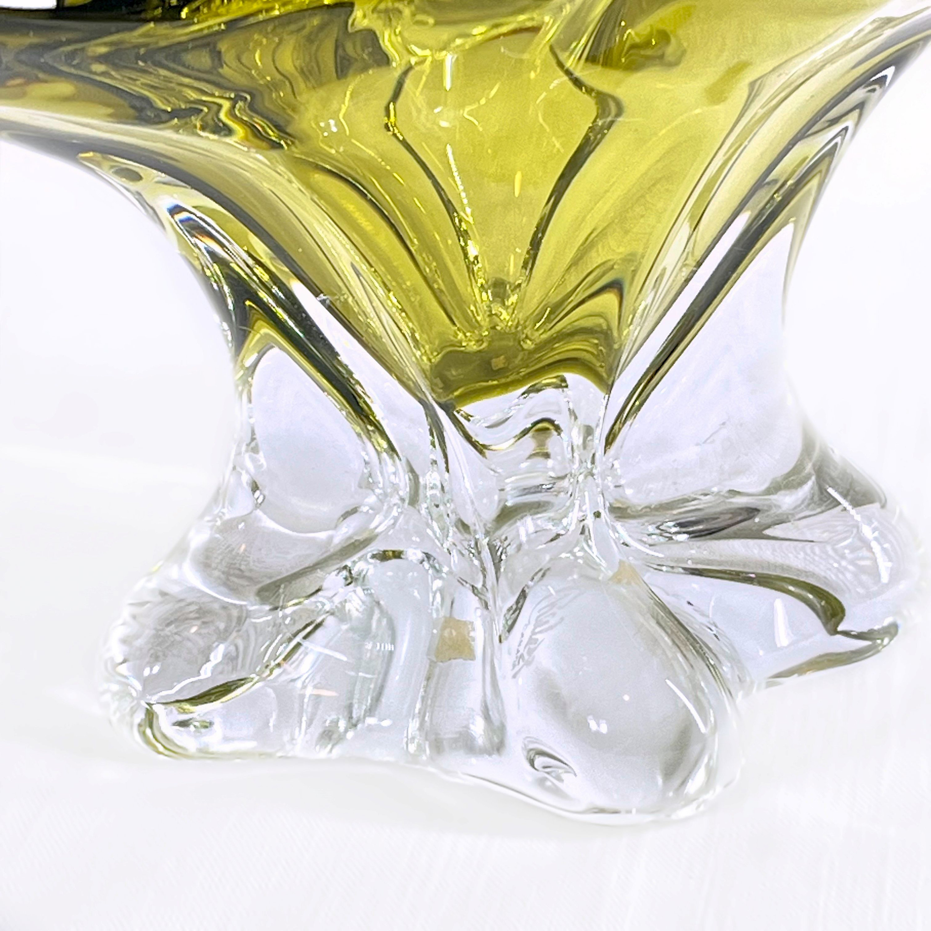 Vintage Signed Chalet Art Glass Olive Green 22 Long Large Stretch ...