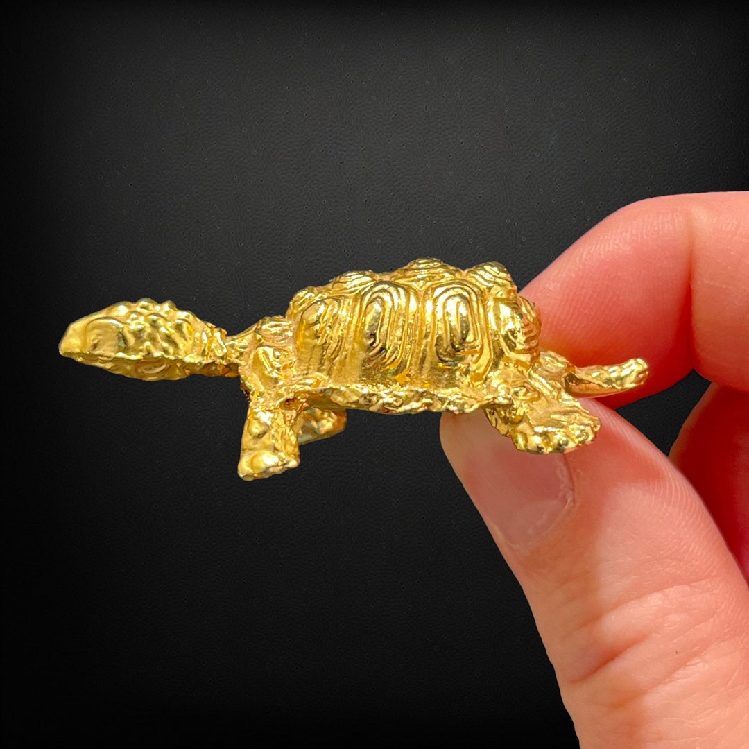Small Shiny Brass Turtle Mini Gold Tortoise Collectible Brass Statue ...