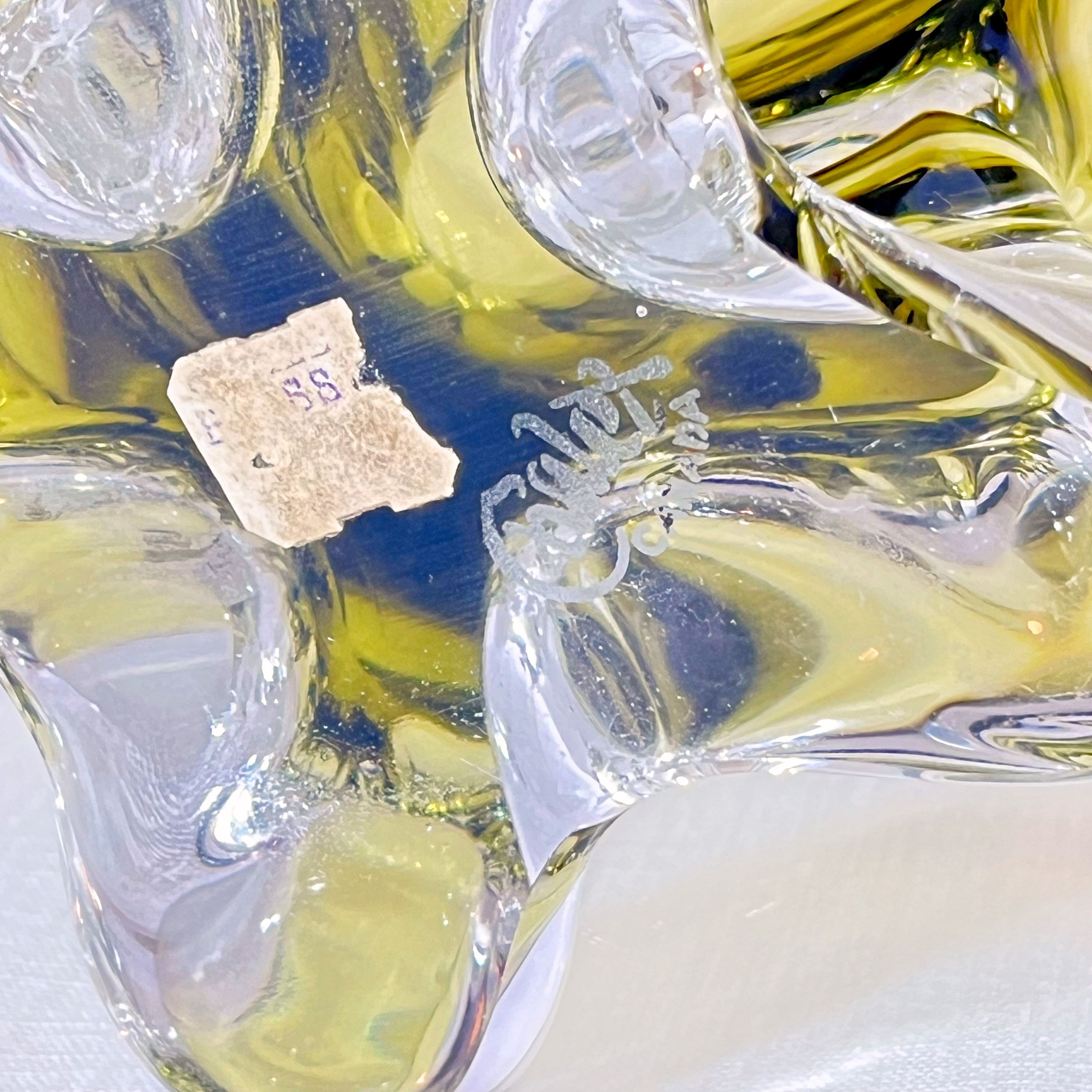 Vintage Signed Chalet Art Glass Olive Green 22 Long Large Stretch ...