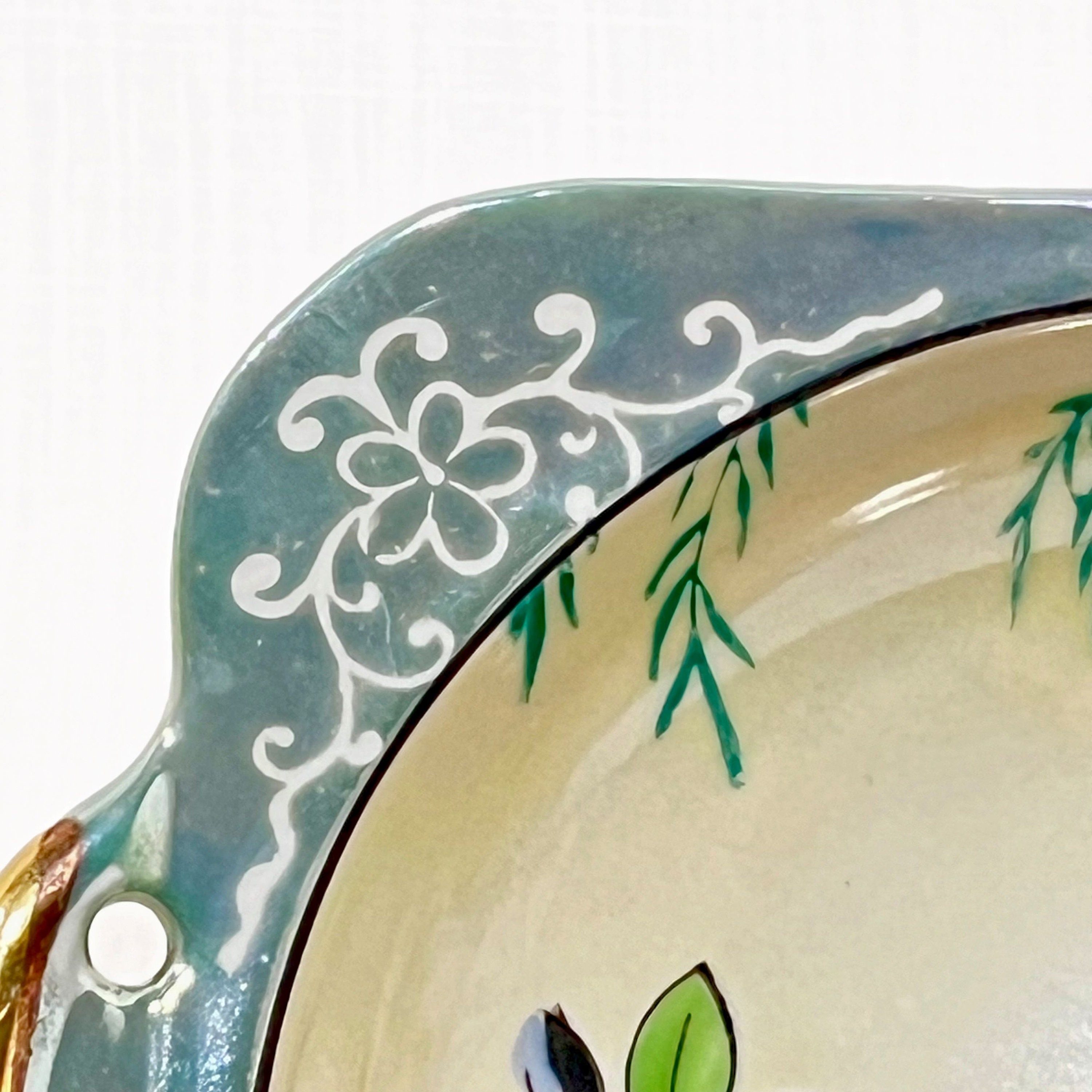 Vintage Lustreware Square Bowl | Hand Painted Gaudy Blue Willow ...