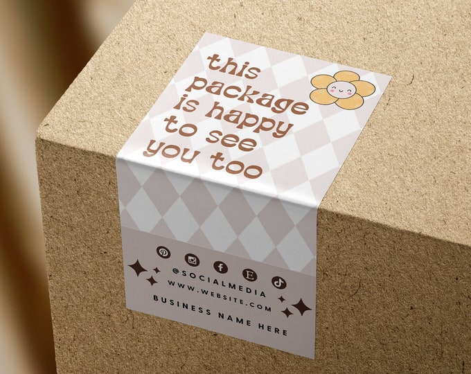 Minimal Box Seal Sticker -packaging Design, Editable Box Label Template ...