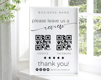 Ask for Review QR Code Sign Template, Google Review Sign, Facebook ...