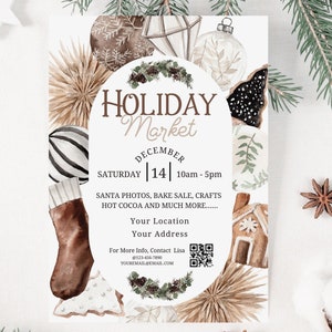 Editable Christmas Holiday Market Canva Template, Christmas Craft Show ...