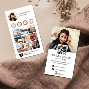 Instagram Style Business Card Template Canva, QR Code Printable ...