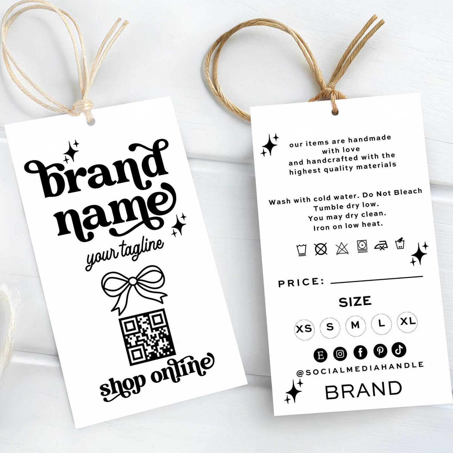 Coquette Bow Editable Hang Tag Canva Template, Printable Boutique ...