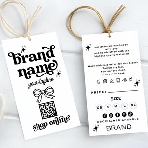 Coquette Bow Editable Hang Tag Canva Template, Printable Boutique ...