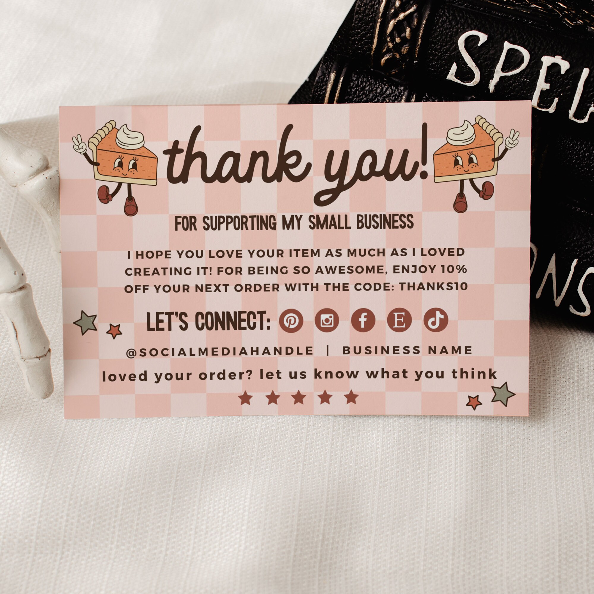 Retro Pumpkin Pie Thank You Card Template, Editable Autumn Business ...
