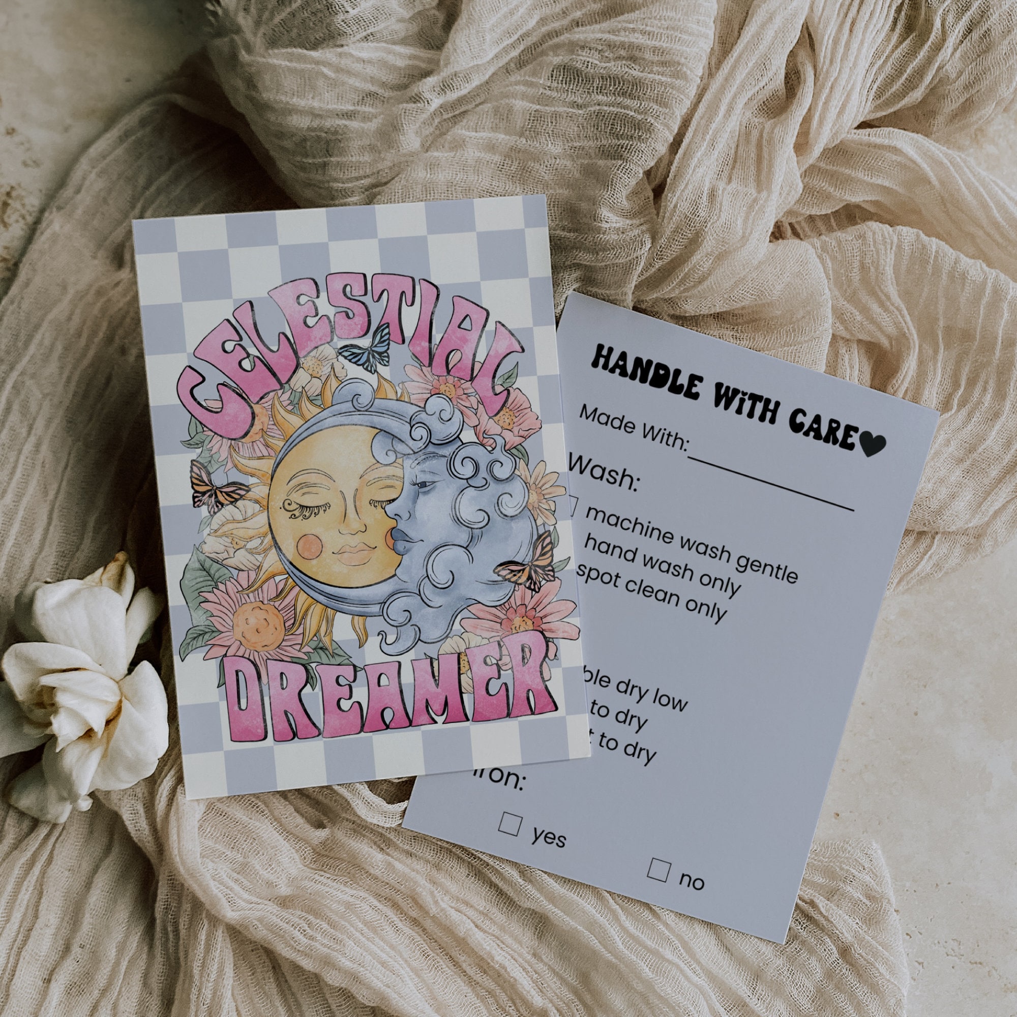 Garment Care Card Canva Template, Bohothank You Card Insert Modern ...