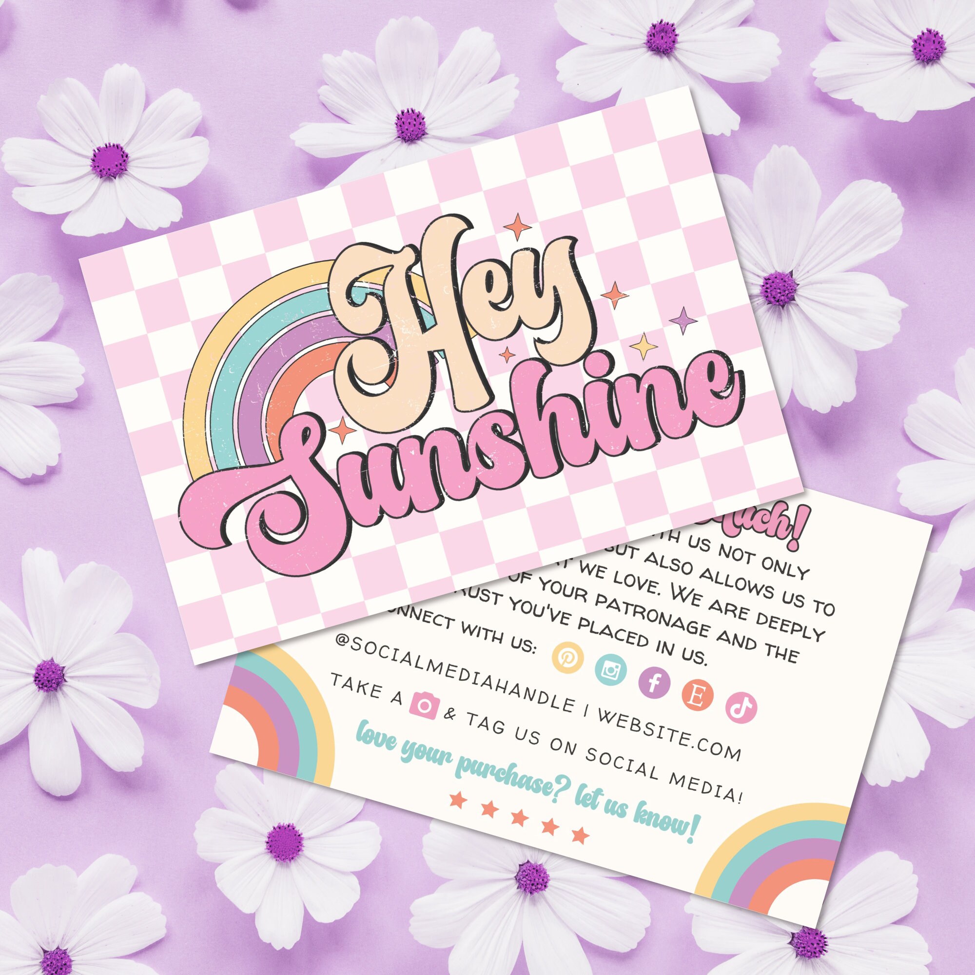 Summer Rainbow Business Thank You Card Canva Template, Editable Retro ...