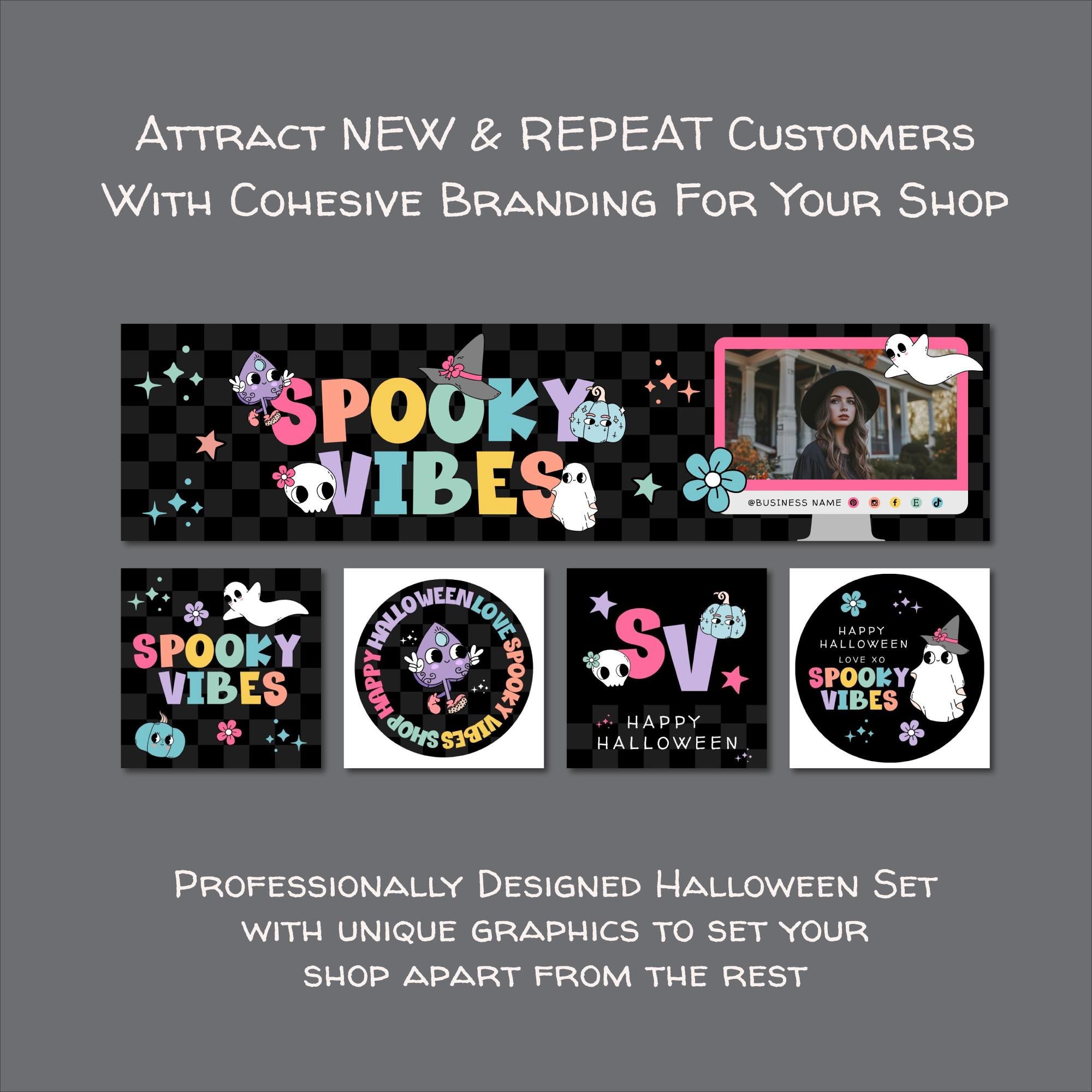 Pastel Halloween Etsy Shop Kit, Instant Download Canva Template ...