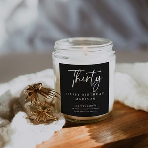 Birthday Age Candle Label Template, Editable Candle Label Design ...