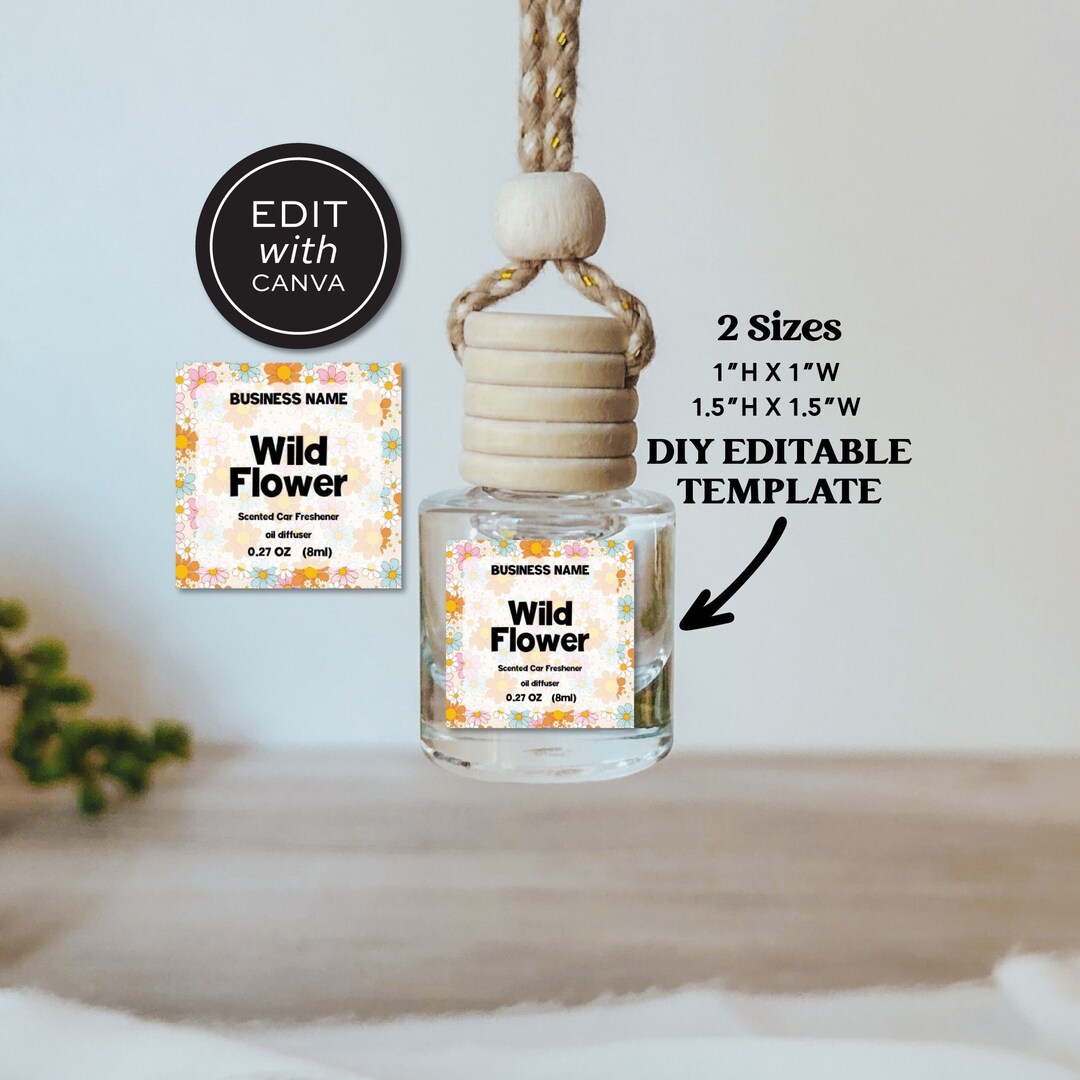 Diy Diffuser Oil Air Freshener Label, Car Diffuser Label Canva Template ...