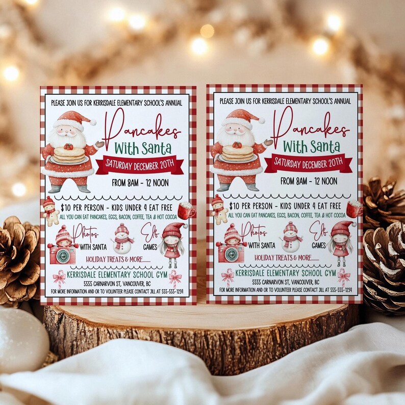 Breakfast With Santa Flyer, Pancakes & Pictures With Santa Fundraiser ...