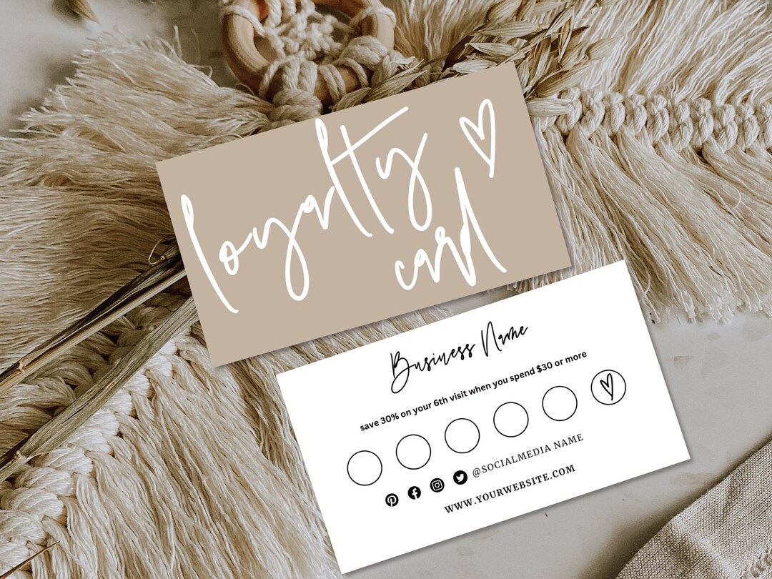 Loyalty Card Template, Modern Customer Punch Card, Editable Rewards ...