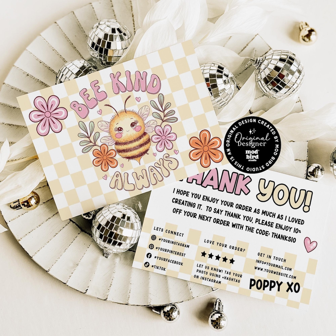 Be Kind Always Business Thank You Card Canva Template, Trendy Positive ...