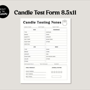 Editable Candle Testing Sheet, Printable Candle Burn Test Sheet, Candle ...