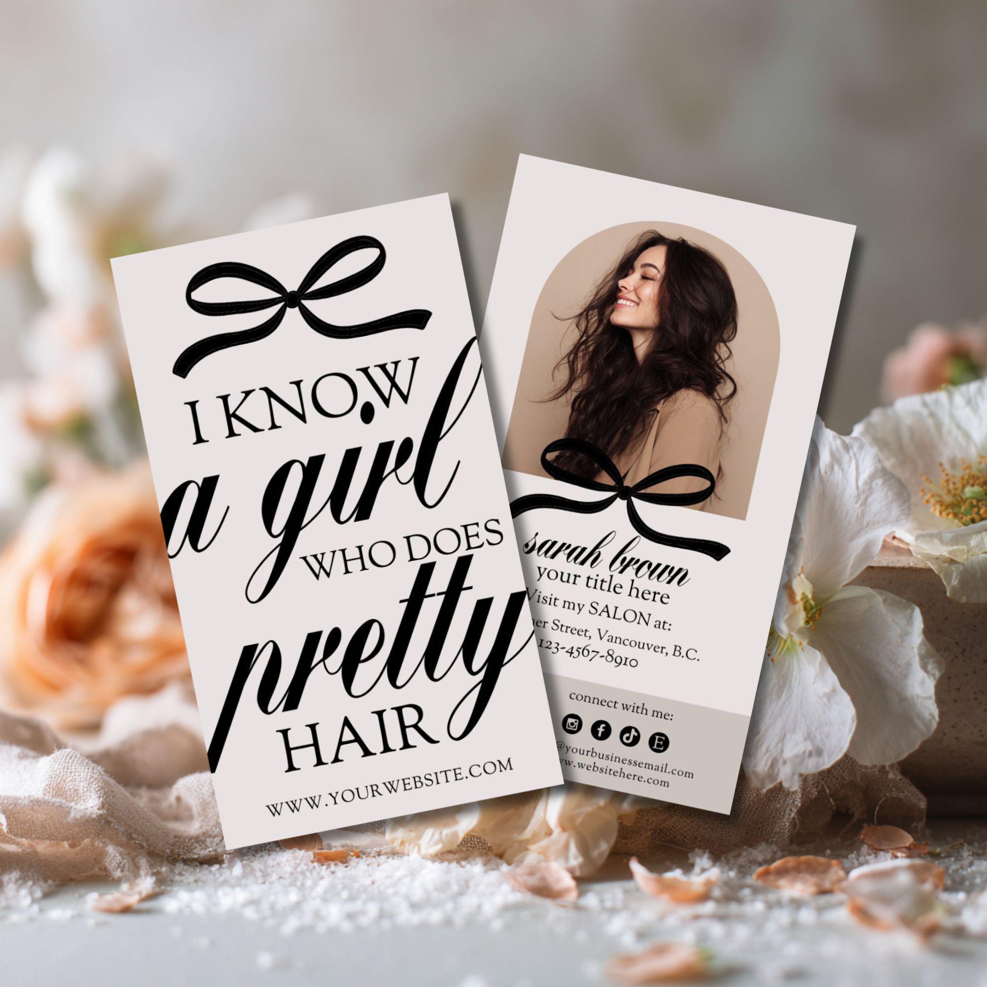 Hair Stylist Business Card Template, Salon Branding (canva Editable ...