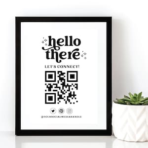 Qr Code Sign | Connect With Us Sign | Editable Social Media Sign ...