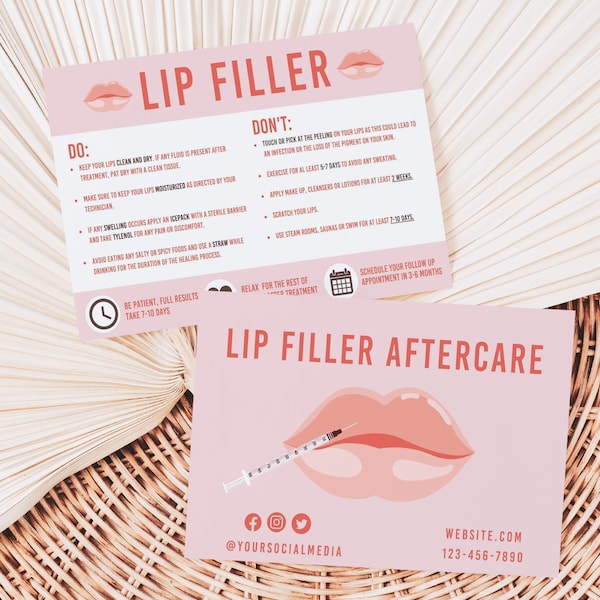 Filler Aftercare Card Template - Etsy