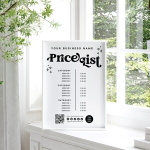 Editable Pricing Sheet, Retro Price List Canva Template, Printable ...