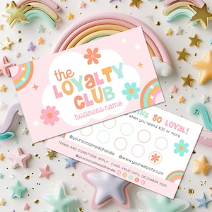 Rainbow Loyalty Card Template Canva, Editable Customer Punch Card ...