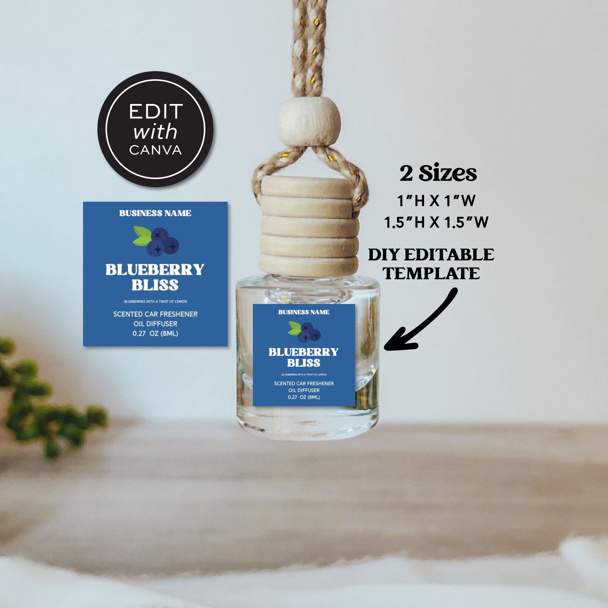 1 Inch Car Oil Diffuser Labels Template | Canva Template | Editable ...