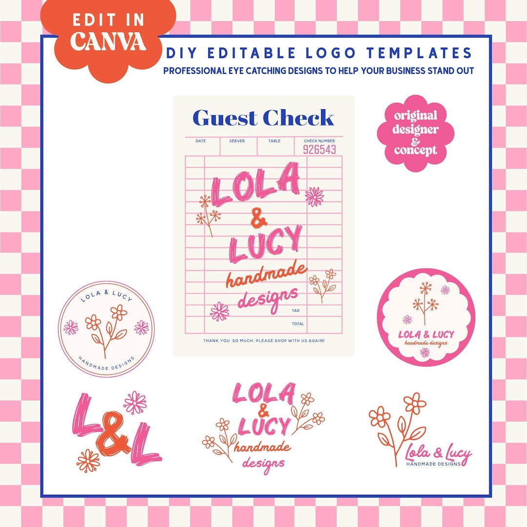 Editable Guest Check Logo Template, Trendy Canva Restaurant Logo, Retro ...
