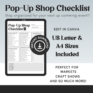 Pop-up Shop Checklist Canva Template, Checklist for Vendor Booth, Craft ...