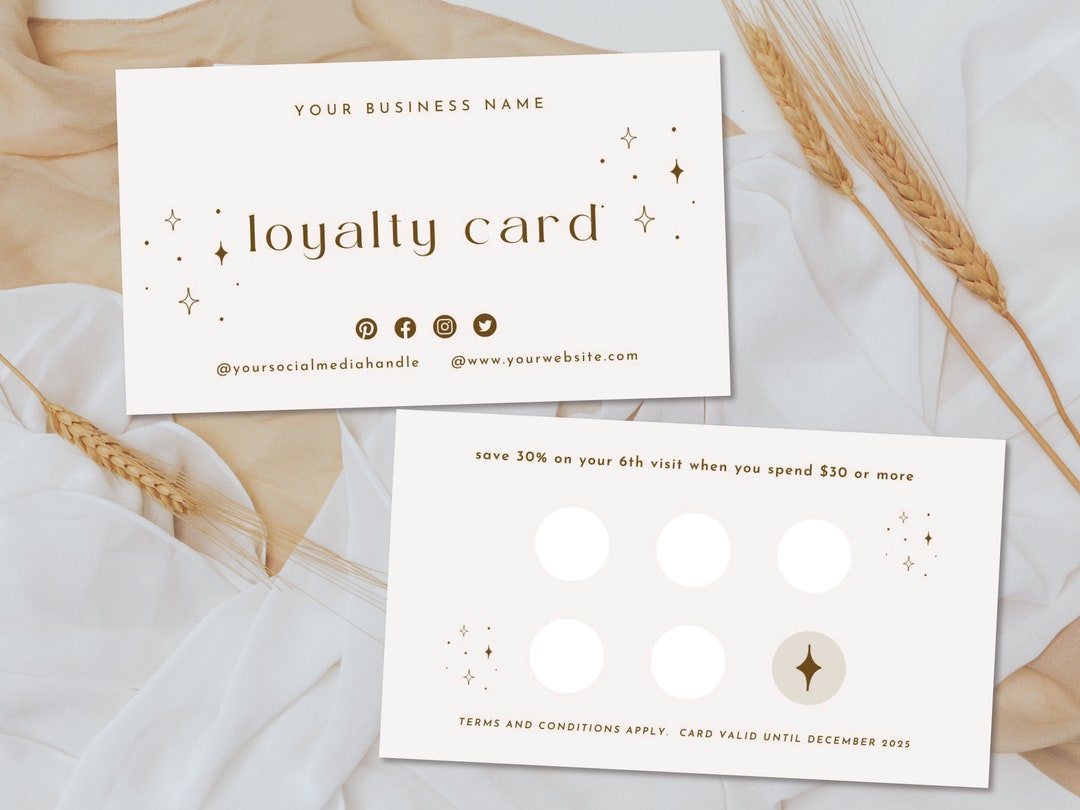 Elegant Loyalty Card Template | Instant Download | Printable Loyalty ...