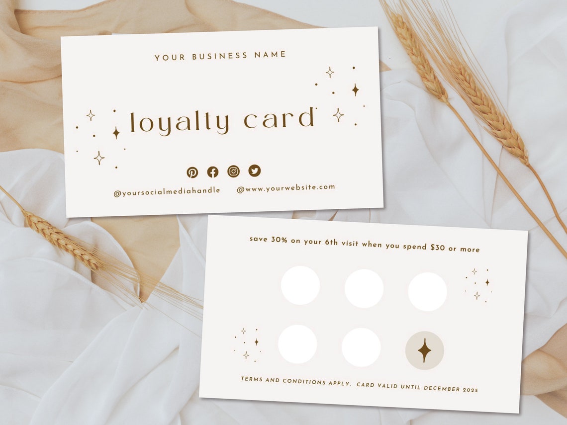 Instant Download | Printable Loyalty Cards | Elegant Loyalty Card ...