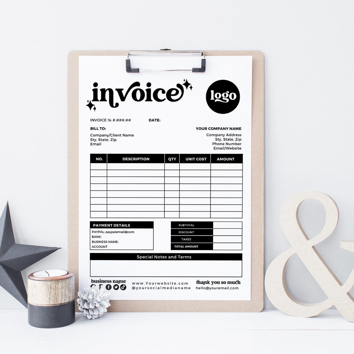 Retro Editable Invoice Form Canva Template, DIY Small Business Forms ...