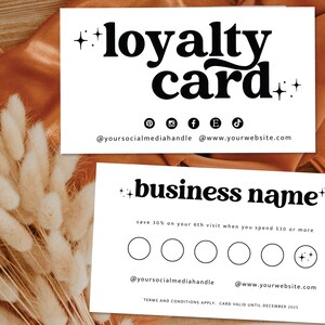 Retro Loyalty Card Template, Editable Customer Punch Card, Rewards Card ...