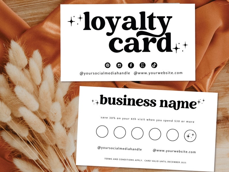 Retro Loyalty Card Template Editable Customer Punch Card - Etsy