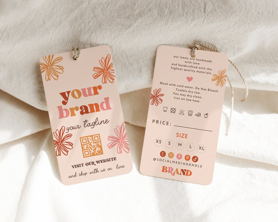 Editable Boho Hang Tag Template, Printable Garment Label Template ...