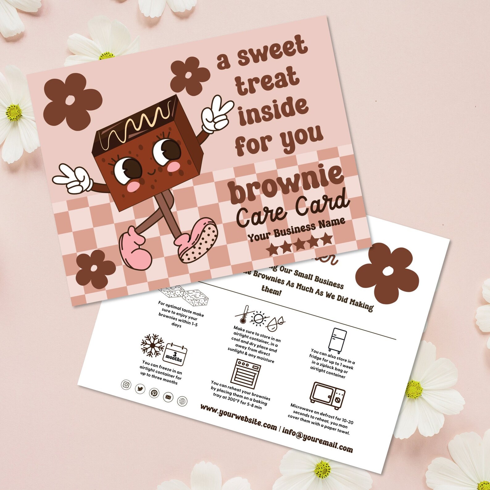 Brownies Care Card Canva Template, Editable Brownie Care Instructions ...