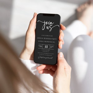 Modern Black Business Invitation Canva Template, Minimal Grand Opening ...