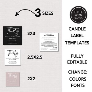 Birthday Age Candle Label Template, Editable Candle Label Design ...