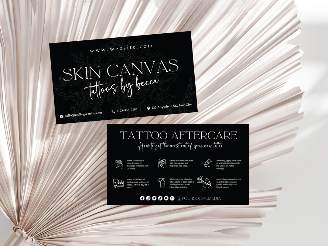 Tattoo Aftercare Card Template, Printable Tattoo Instructions Card ...