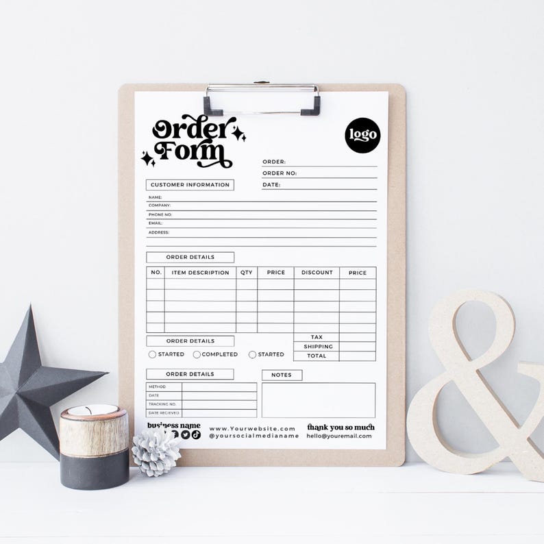 Retro Editable Order Form Canva Template, DIY Small Business Forms ...