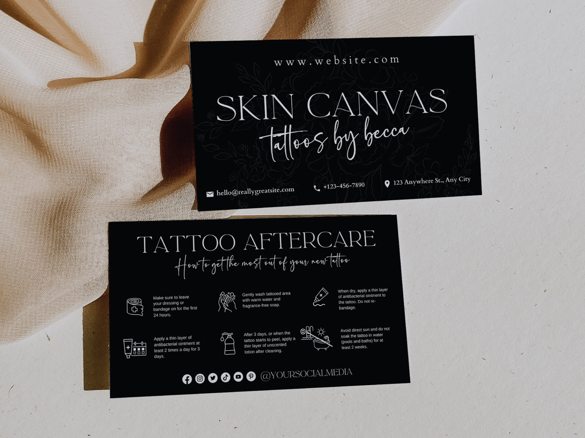 Tattoo Aftercare Card Template Printable Tattoo Instructions - Etsy
