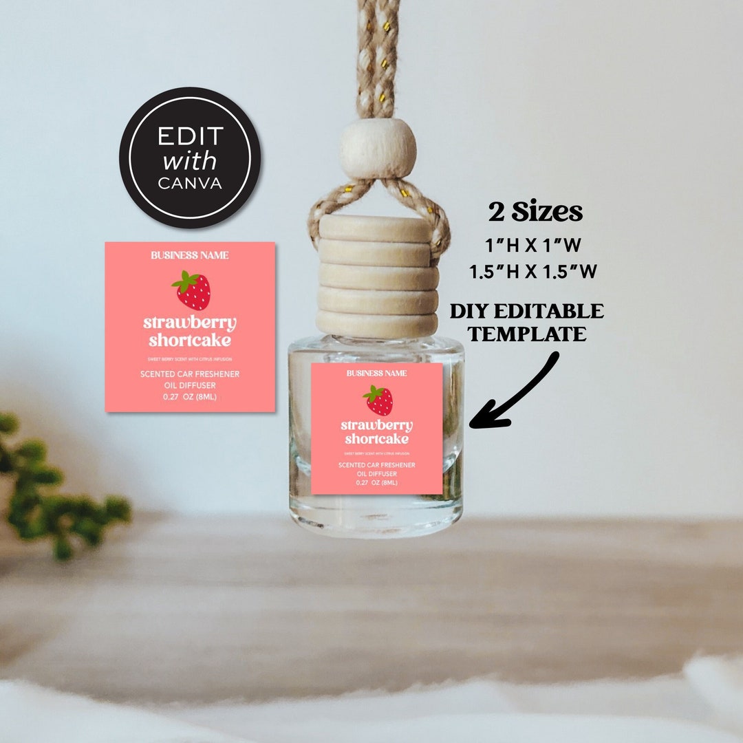 Diy Diffuser Oil Air Freshener Label, Car Diffuser Label Canva Template ...
