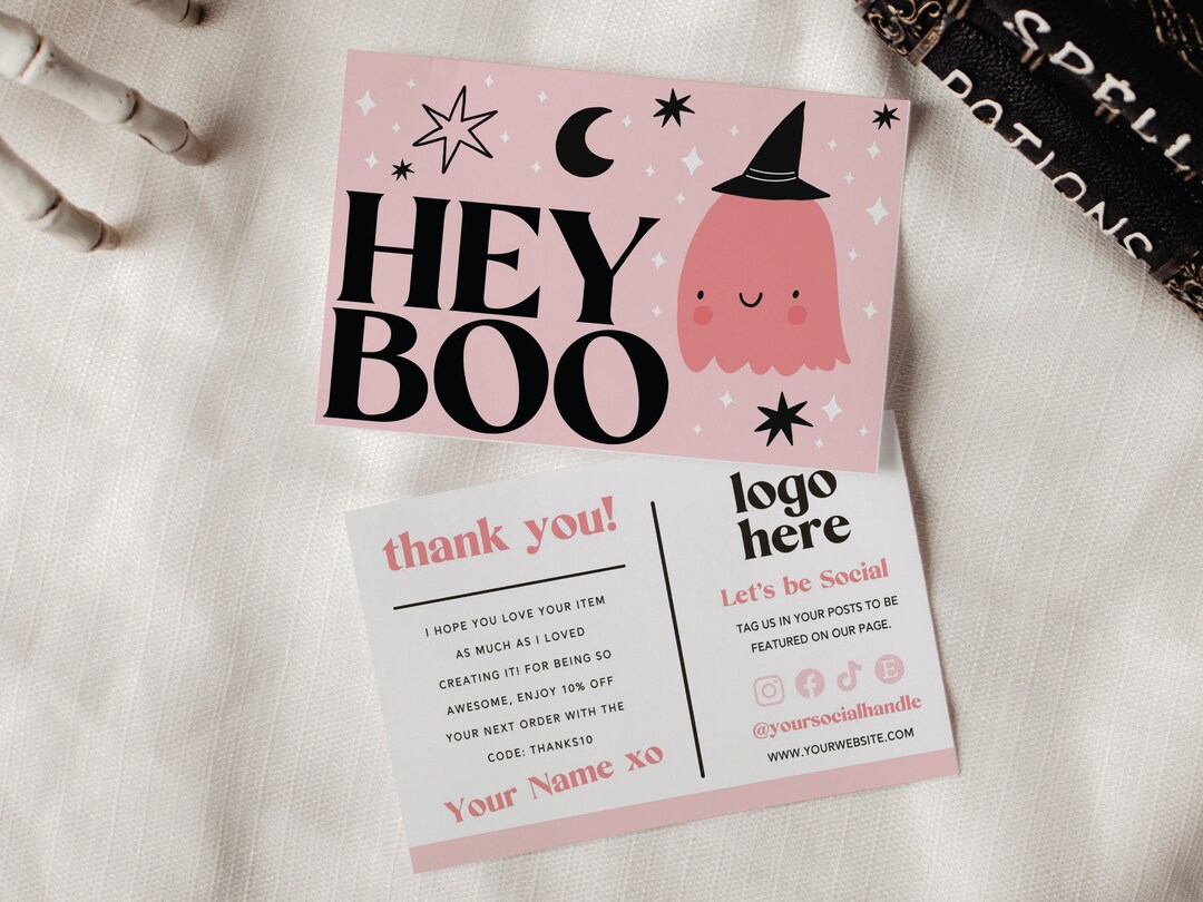 Halloween Business Thank You Card Template, Retro Editable Small ...