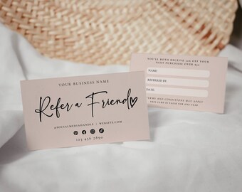 Editable Refer a Friend Card, Customer Loyalty Reward Card, Referral ...
