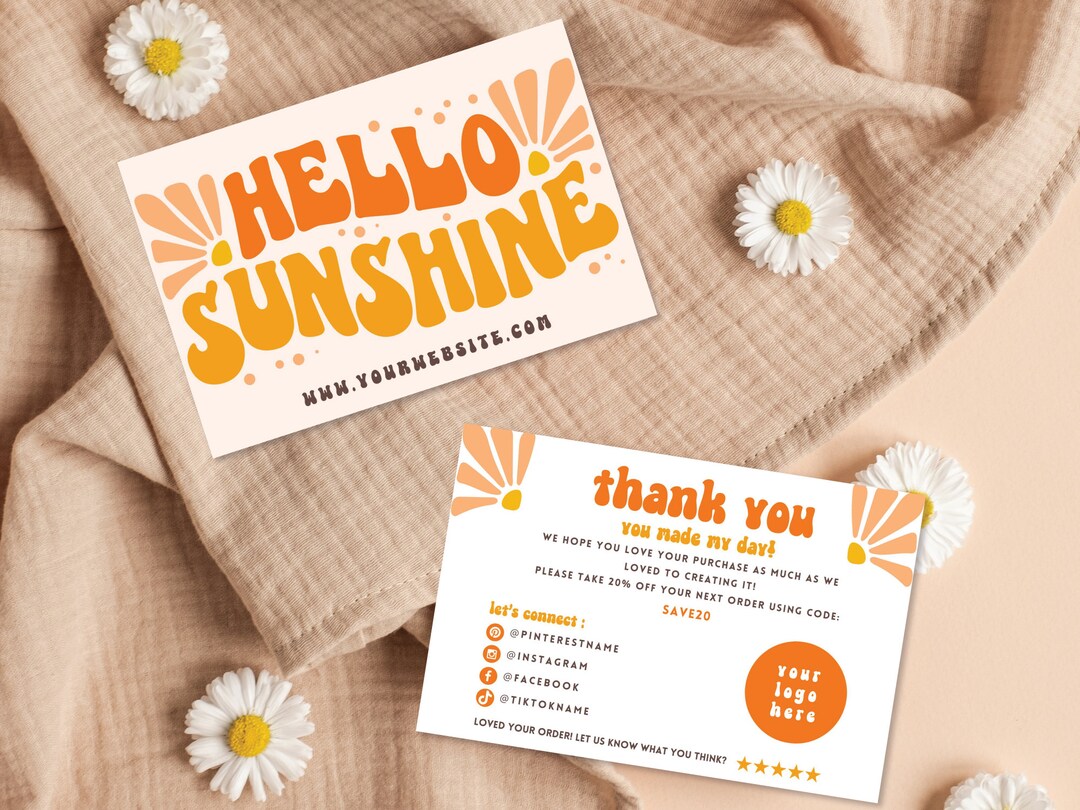 Retro Thank You Card Canva Template, Editable Business Thank You Card ...