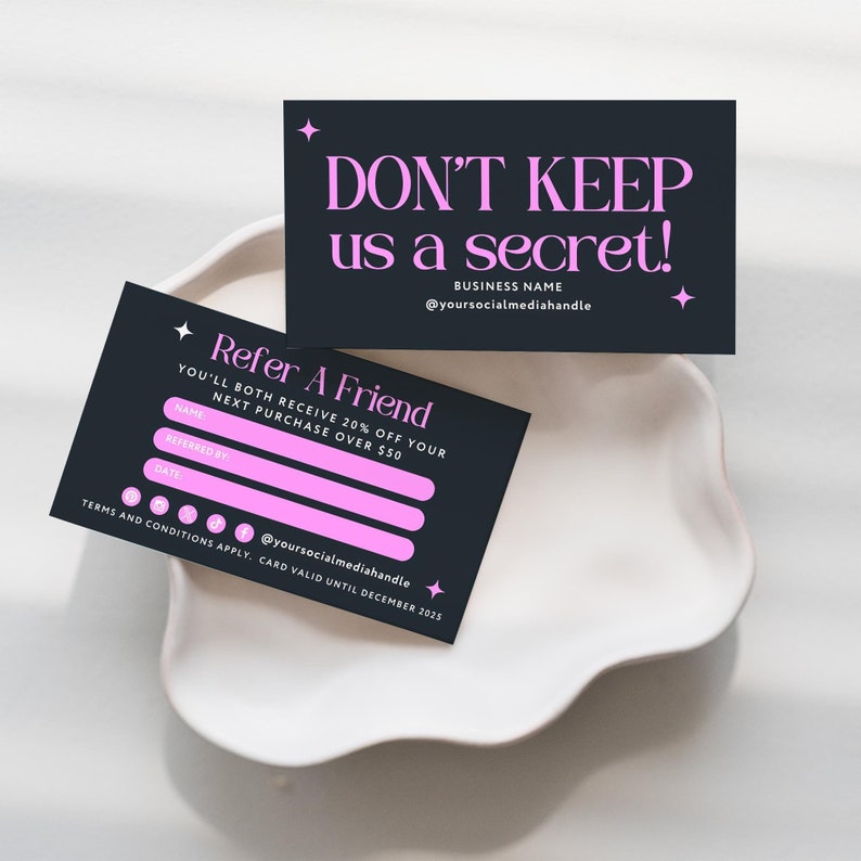 Referral Card Template, Refer a Friend Template, Client Referral Card ...